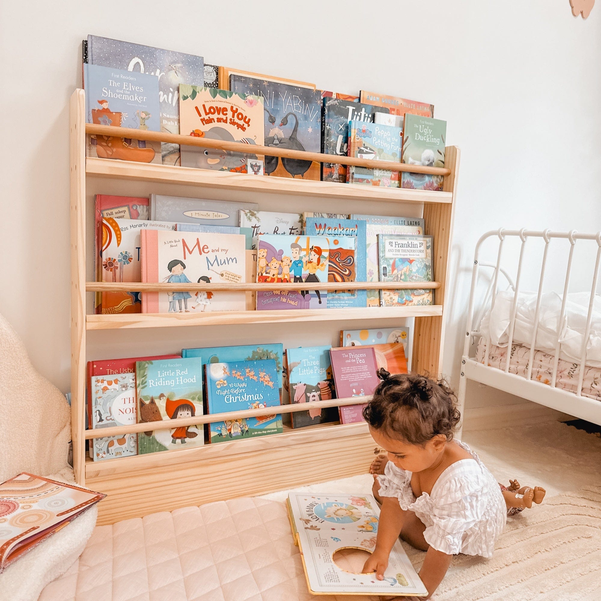 NALA 3 Tier Adjustable Solid Wood Bookshelf Precious Play
